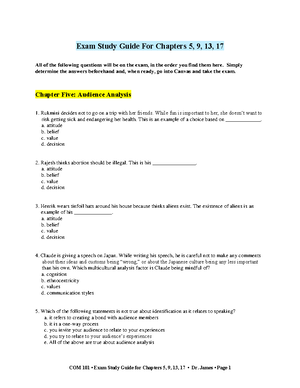 Unit 1 exam study guide - N/A - Exam Study Guide For Chapters 1, 3, 11 ...