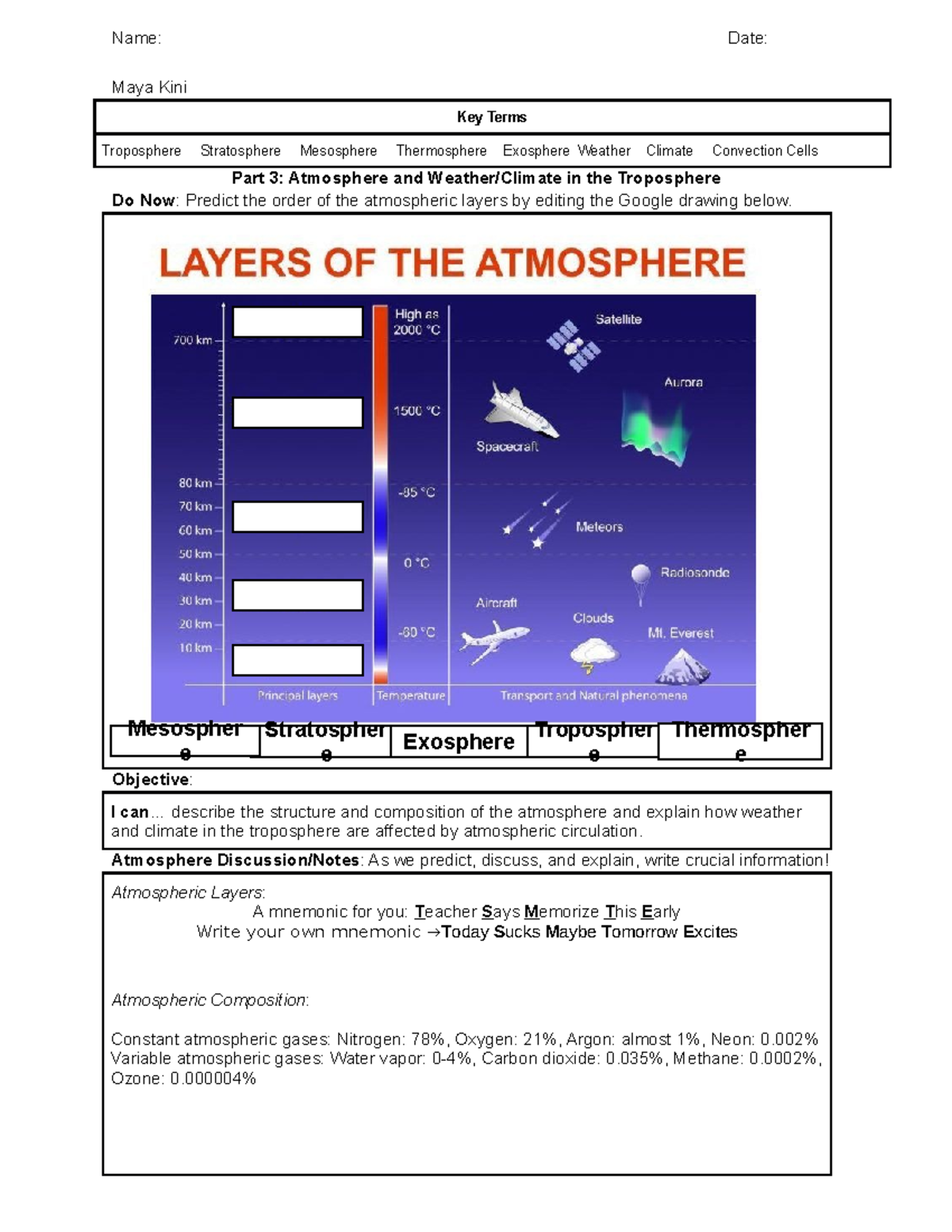 Copy of Part 3 Atmosphere and Weather-Climate in the Troposphere - Name ...