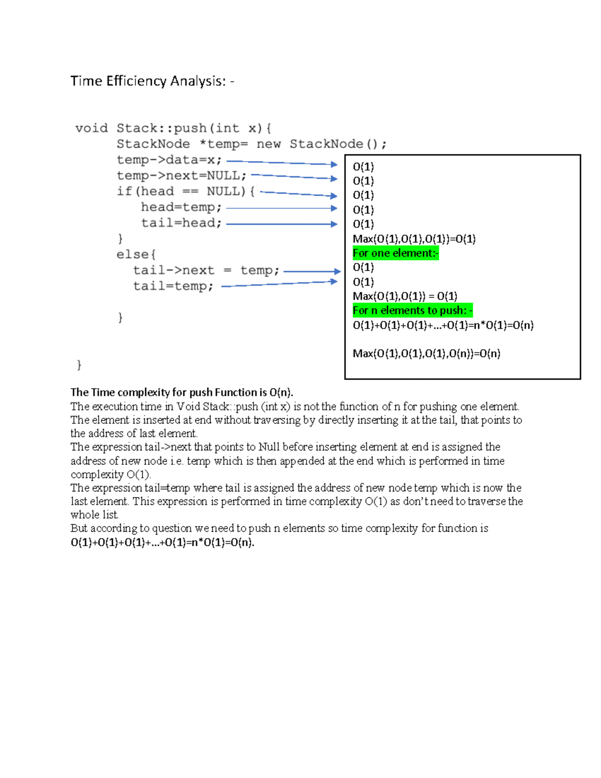 Analysis on stack push and pop for n elements - CMPT 225 - SFU - Studocu