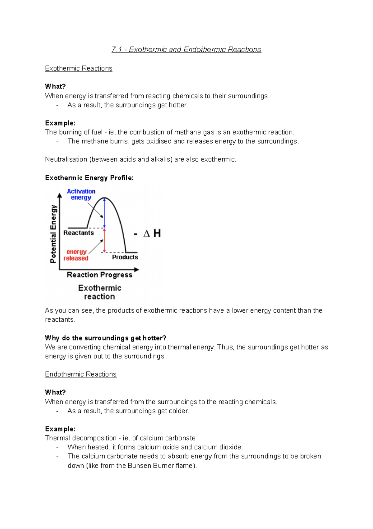 Energy Changes - Chemistry Unit 7 - 7 - Exothermic and Endothermic ...