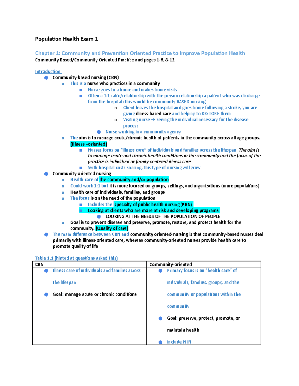 Population Health Exam 1 Notes - Population Health Exam 1 Chapter 1 ...