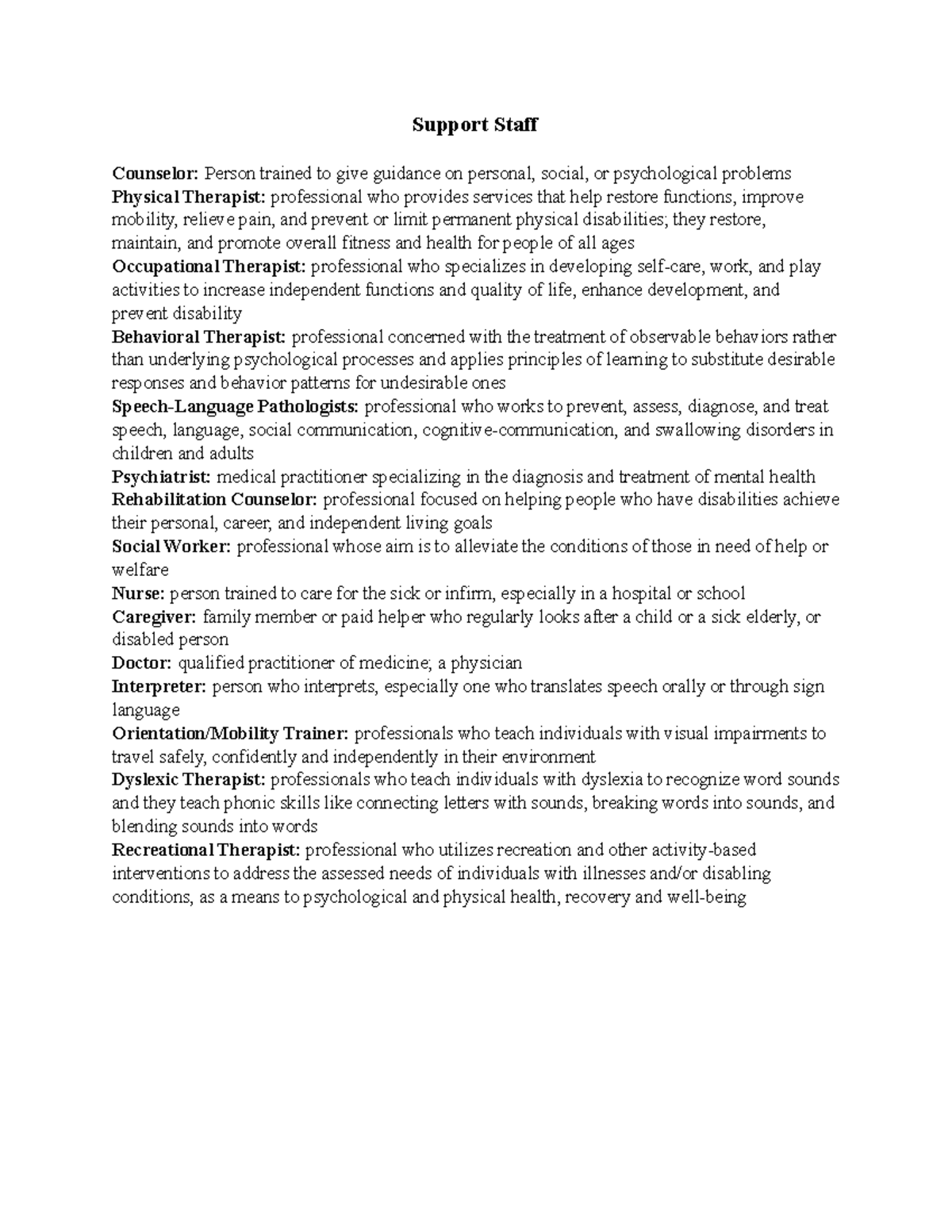 Support Staff - The importance of each job - Support Staff Counselor ...