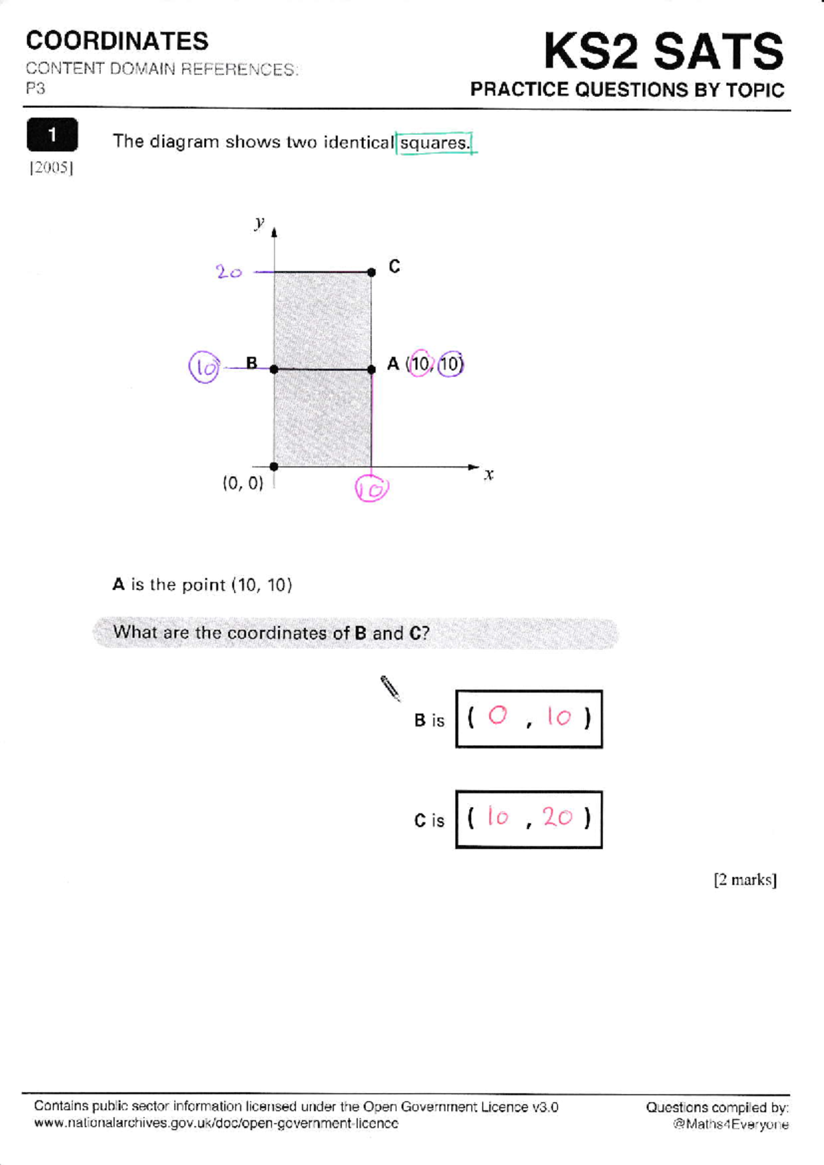 Coordinates-solutions - COORDINATES KS2 SATS CONTENT DOMAIN REFERENCES ...