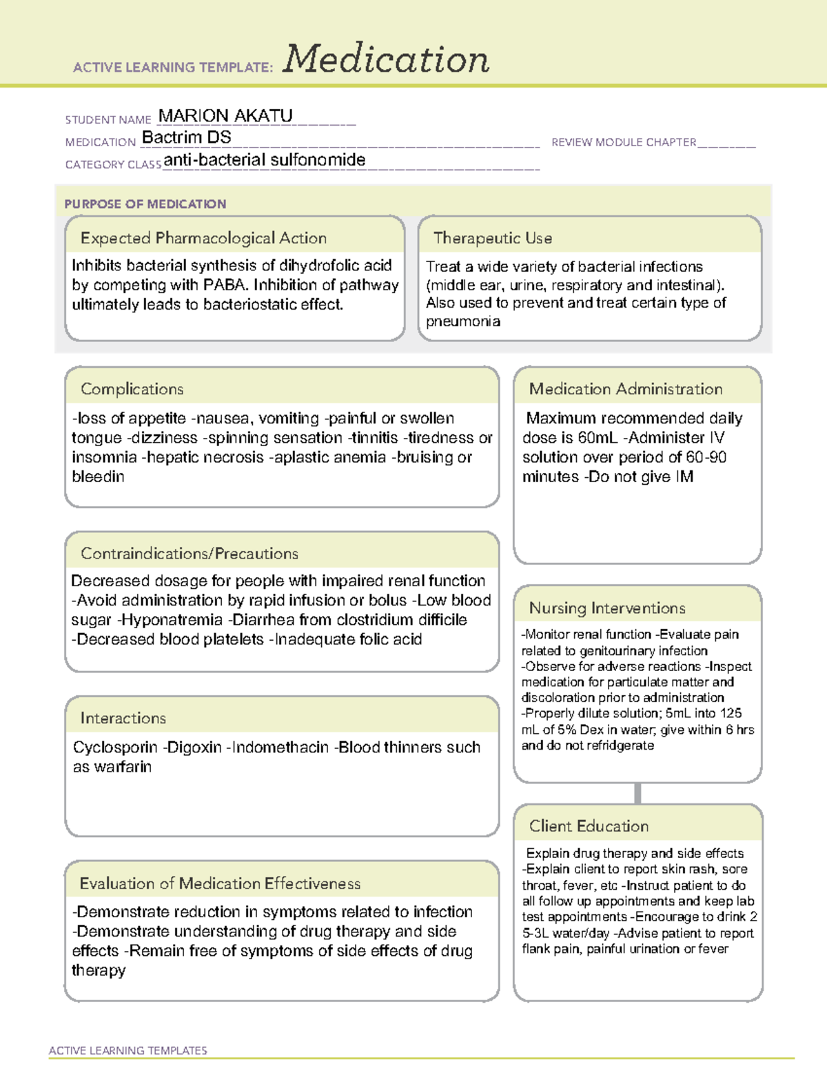 ATI Medication Template-4 - ACTIVE LEARNING TEMPLATES Medication ...