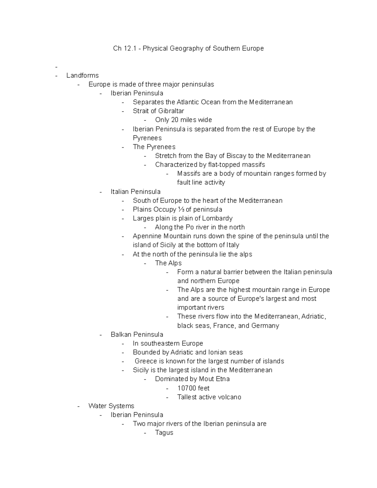 Ch 12.1 - Physical Geography of Southern Europe - Ch 12 - Physical ...