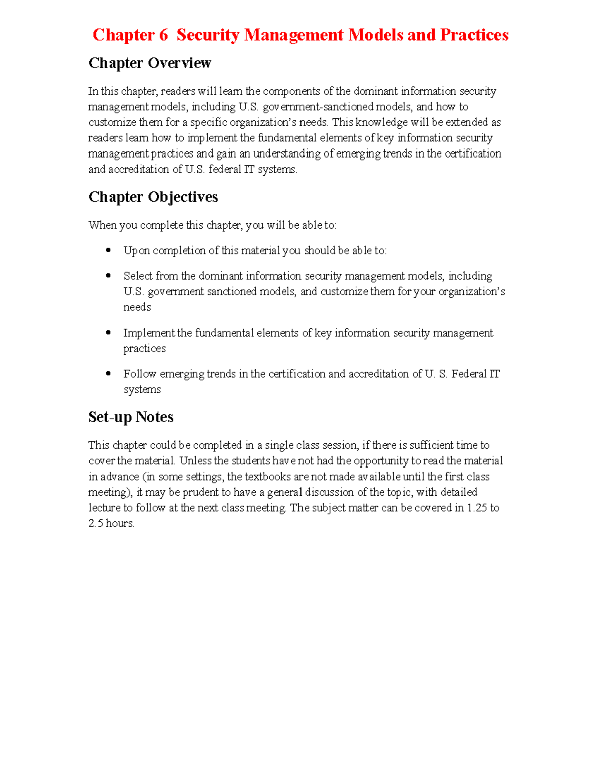 Ch06 Security Management Models - government-sanctioned models, and how ...