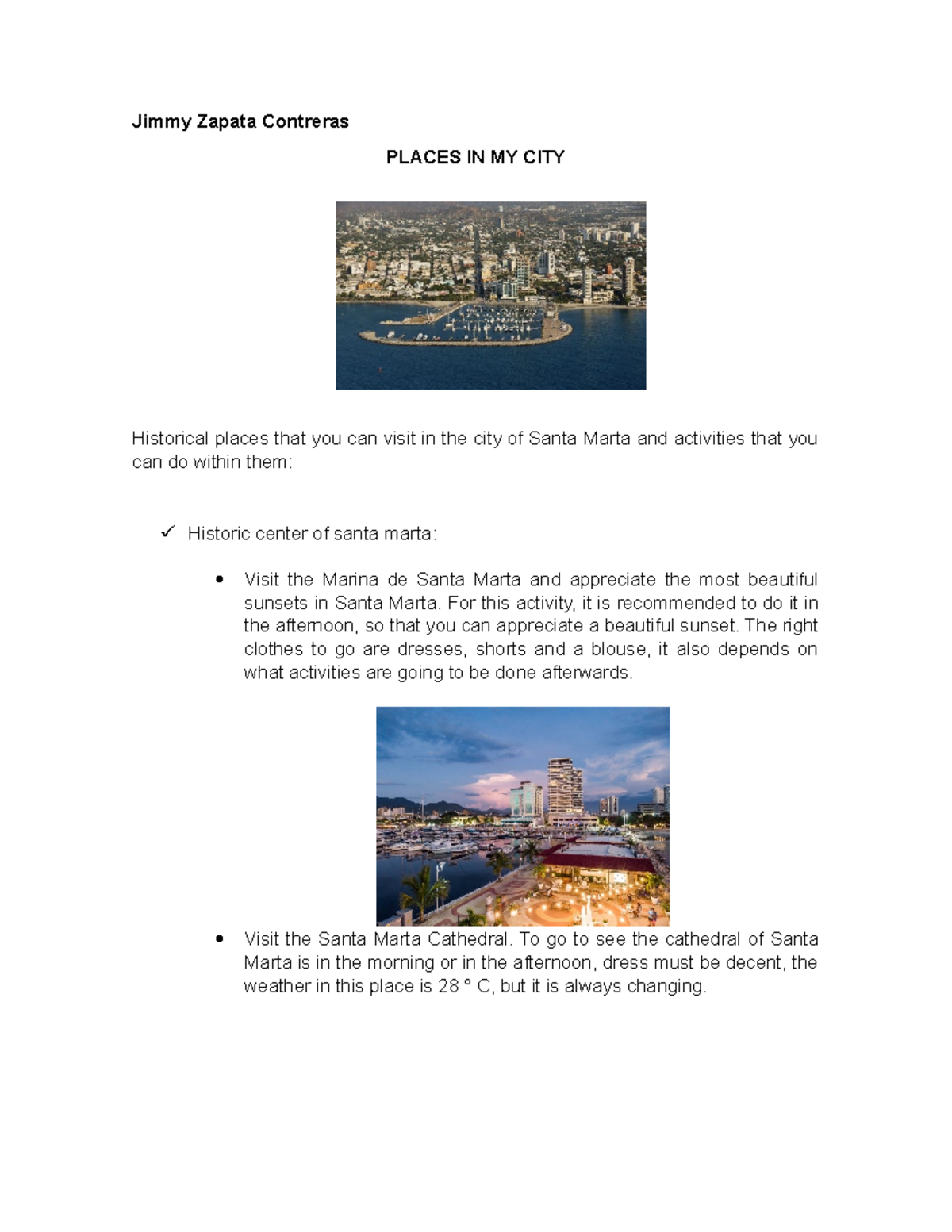 Places in my city - tarea - Jimmy Zapata Contreras PLACES IN MY CITY ...