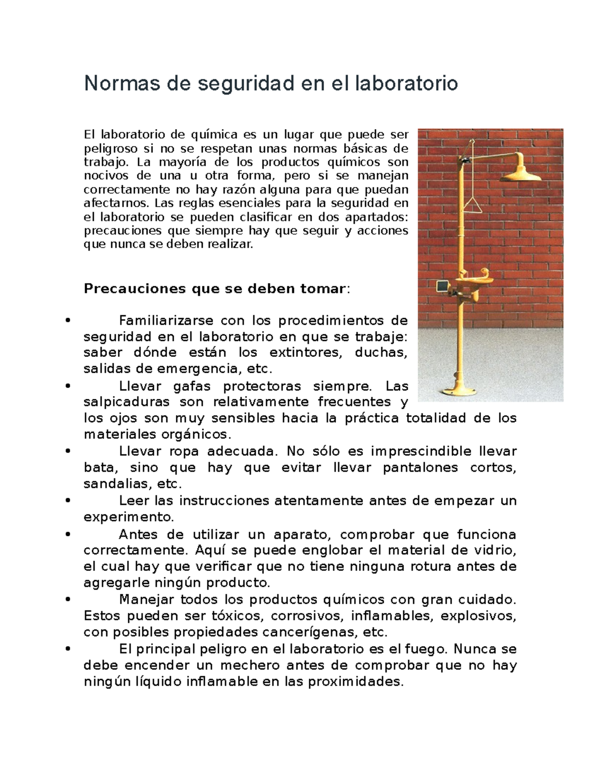 Normas de seguridad en el laboratorio - La mayoría de los productos ...