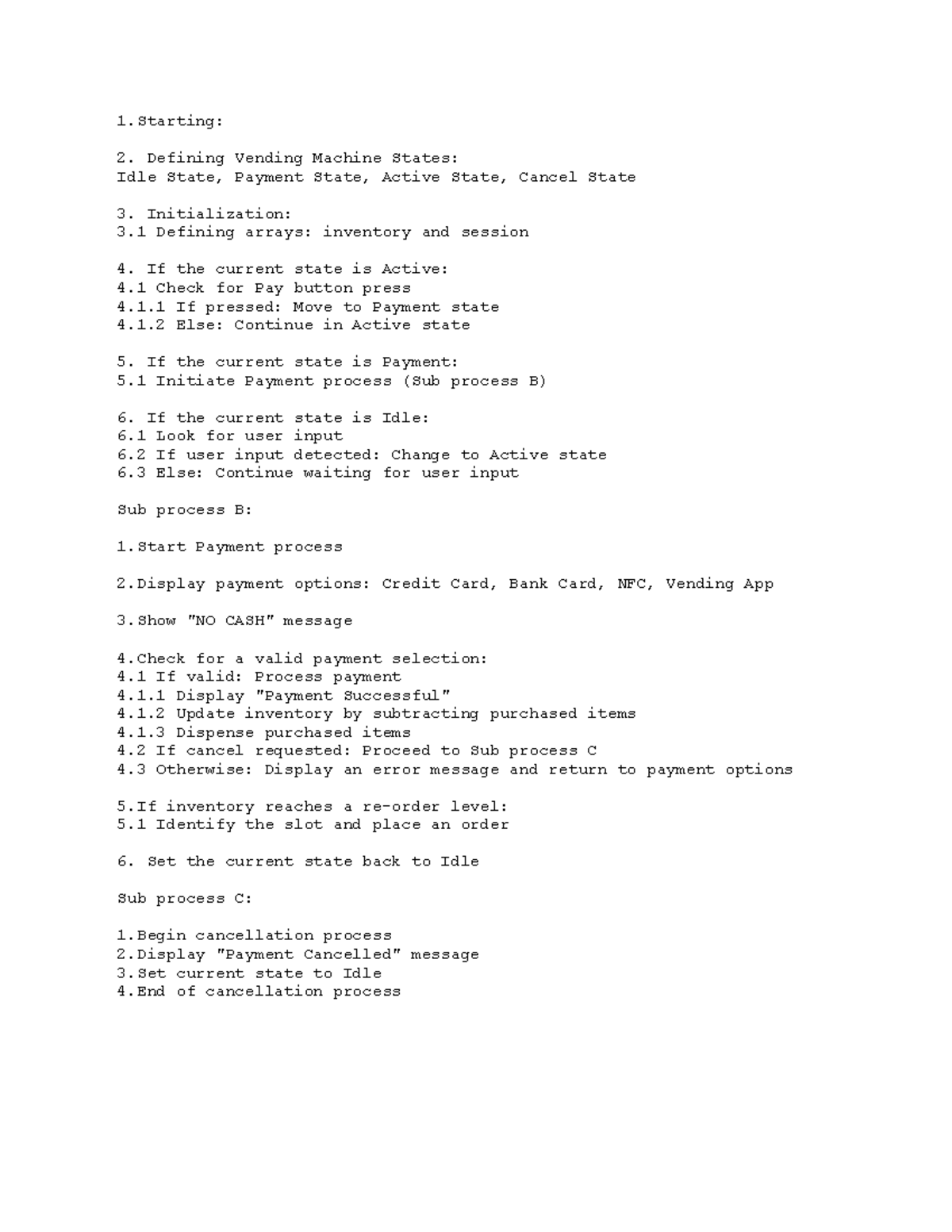 Aps Workshop 6 Logic Pseudocode 1 2 Defining Vending Machine States
