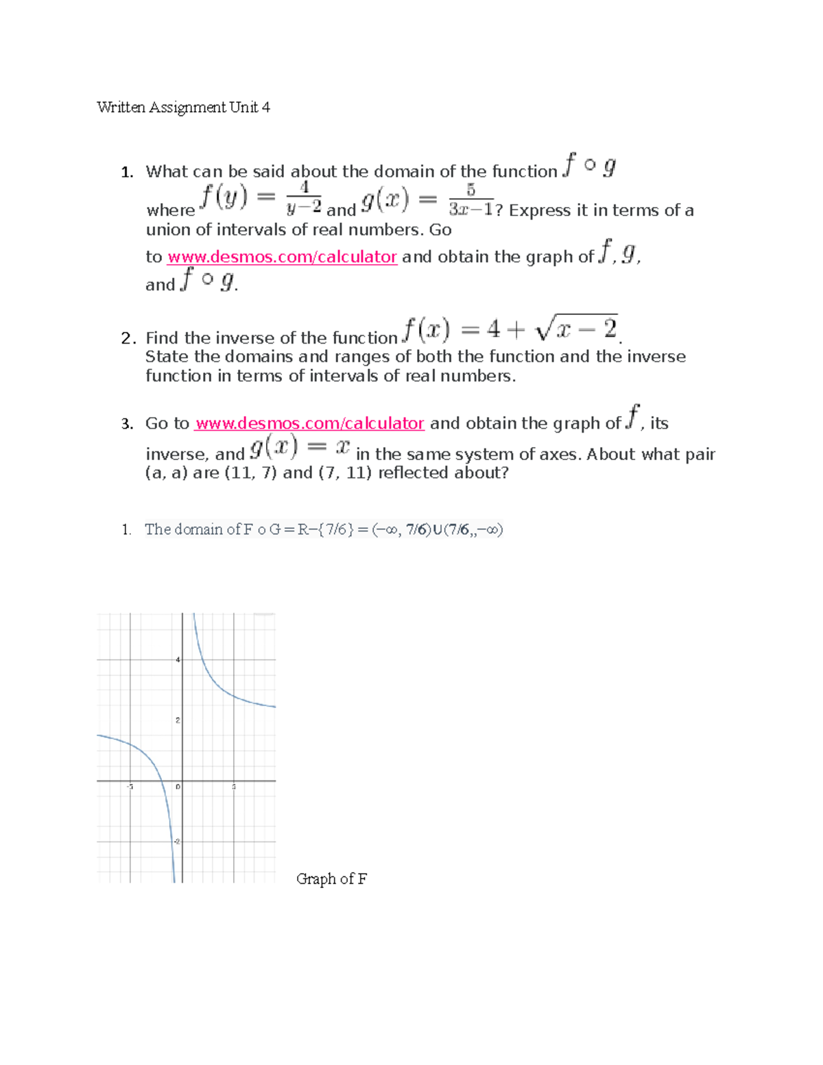Algebra Written Assignment Unit 4 - Written Assignment Unit 4 What can ...