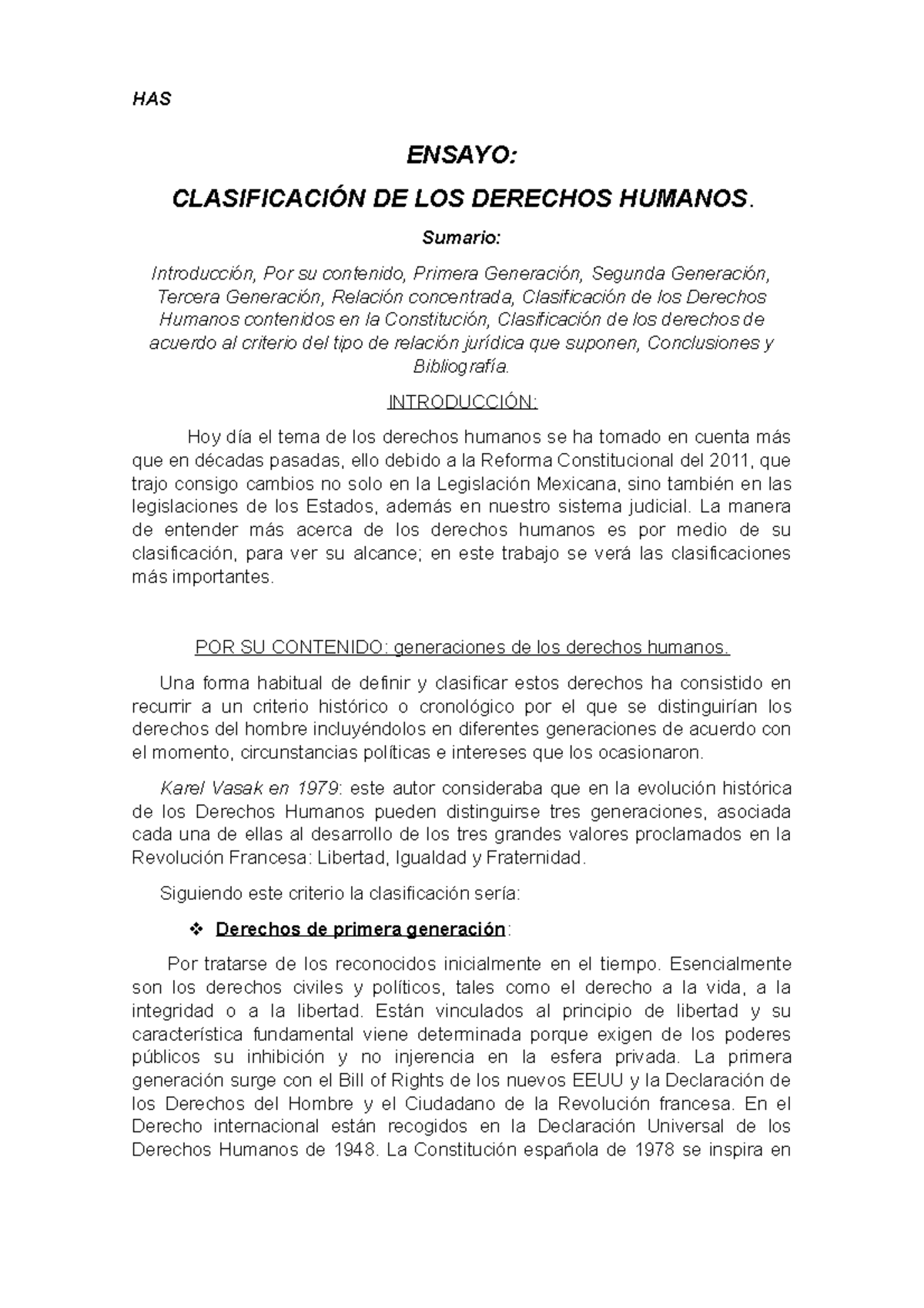 Ensayo Clasificacion De Los Ddhh Has Ensayo ClasificaciÓn De Los