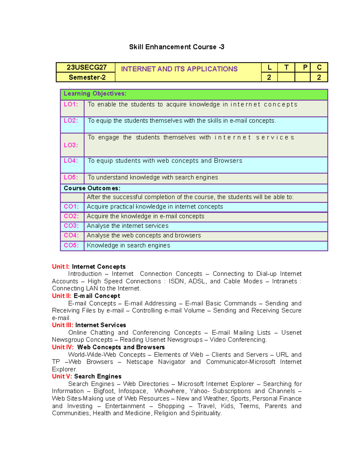 Internet and its applications Common Paper 2023-24 - Skill Enhancement ...