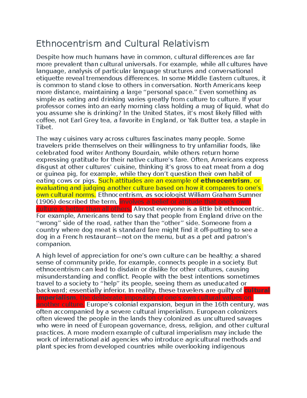 2) Ethnocentrism and Cultural Relativism - Ethnocentrism and Cultural ...