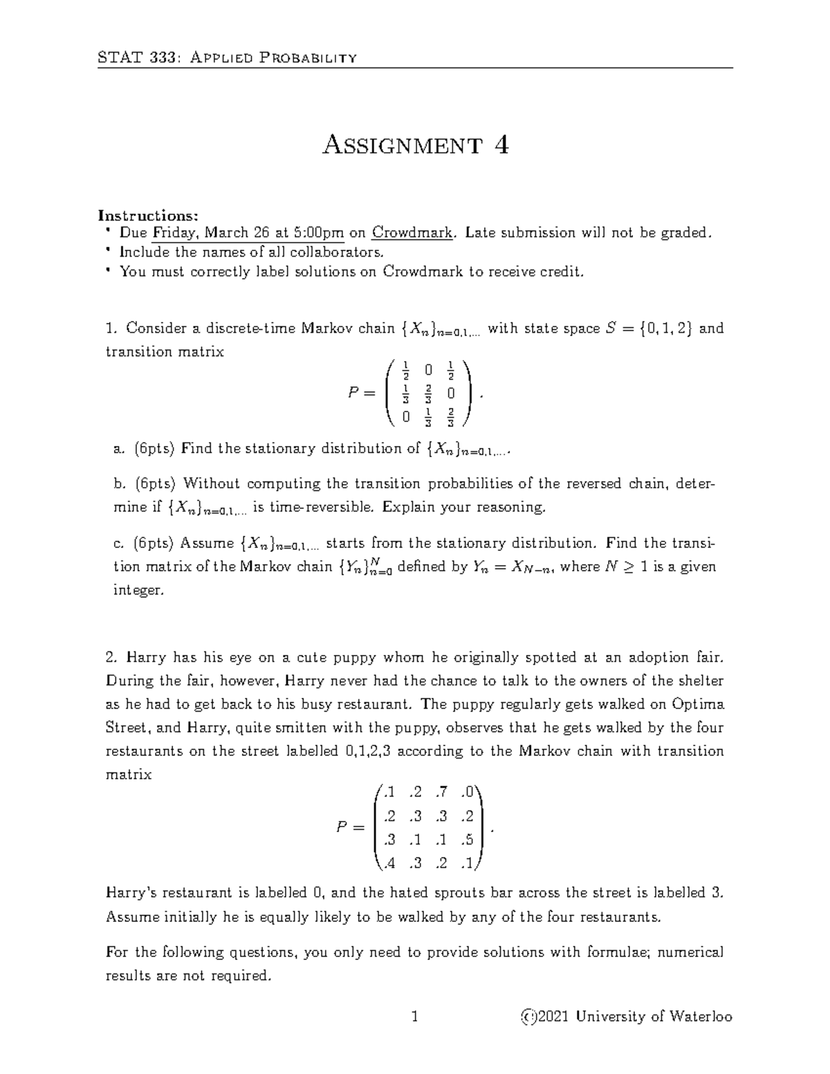 Stat333-hw4 w21 - STAT 333 - STAT 333: Applied Probability Assignment 4 ...