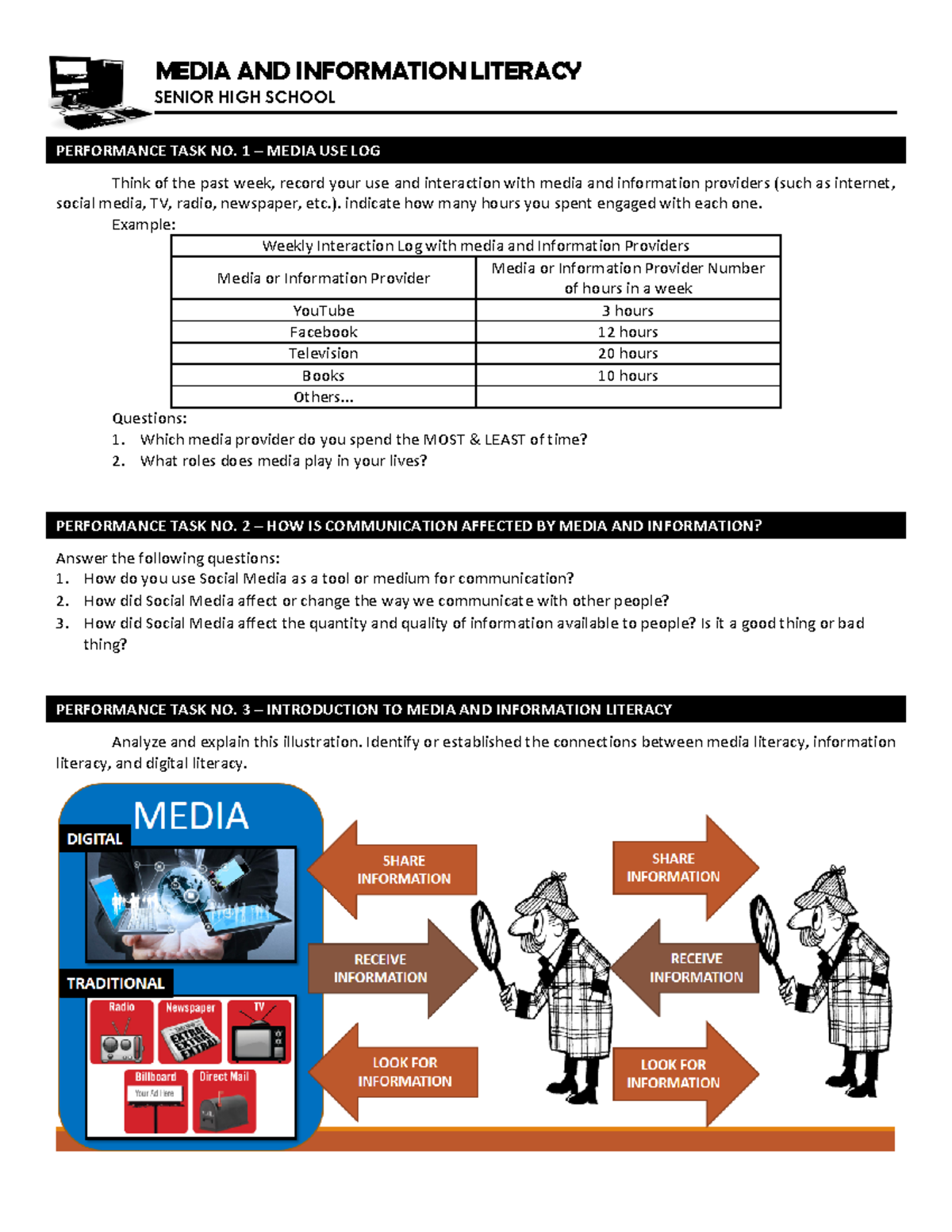 Ilide - Media Literacy - SENIOR HIGH SCHOOL PERFORMANCE TASK NO. 1 ...