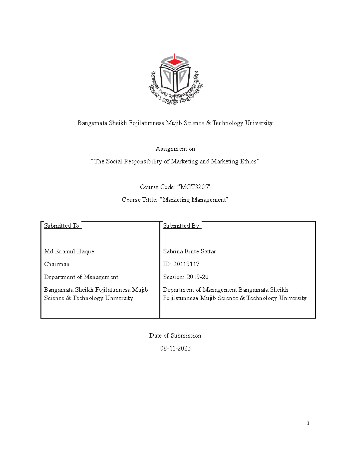 Enam sir assign - notes - Bangamata Sheikh Fojilatunnesa Mujib Science ...