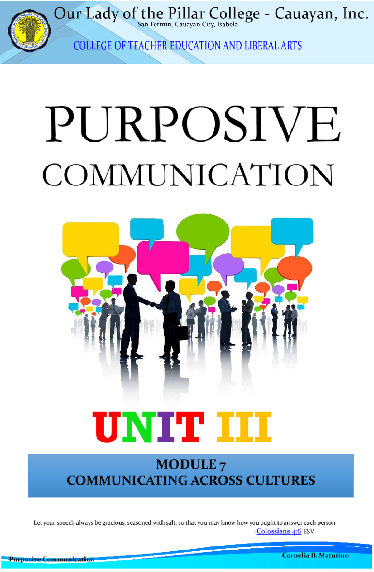 Purposive Communication - Module 7 - College of Teacher Education and ...