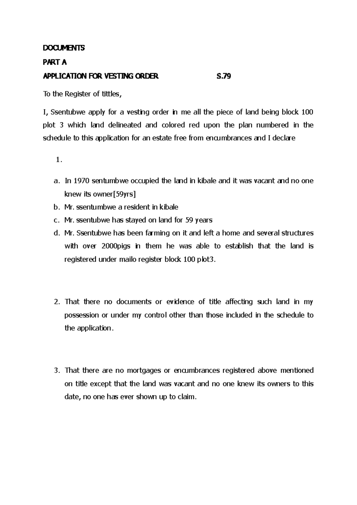 E2 Drafted Documents Workshop 2 LAND Transactions - DOCUMENTS PART A ...