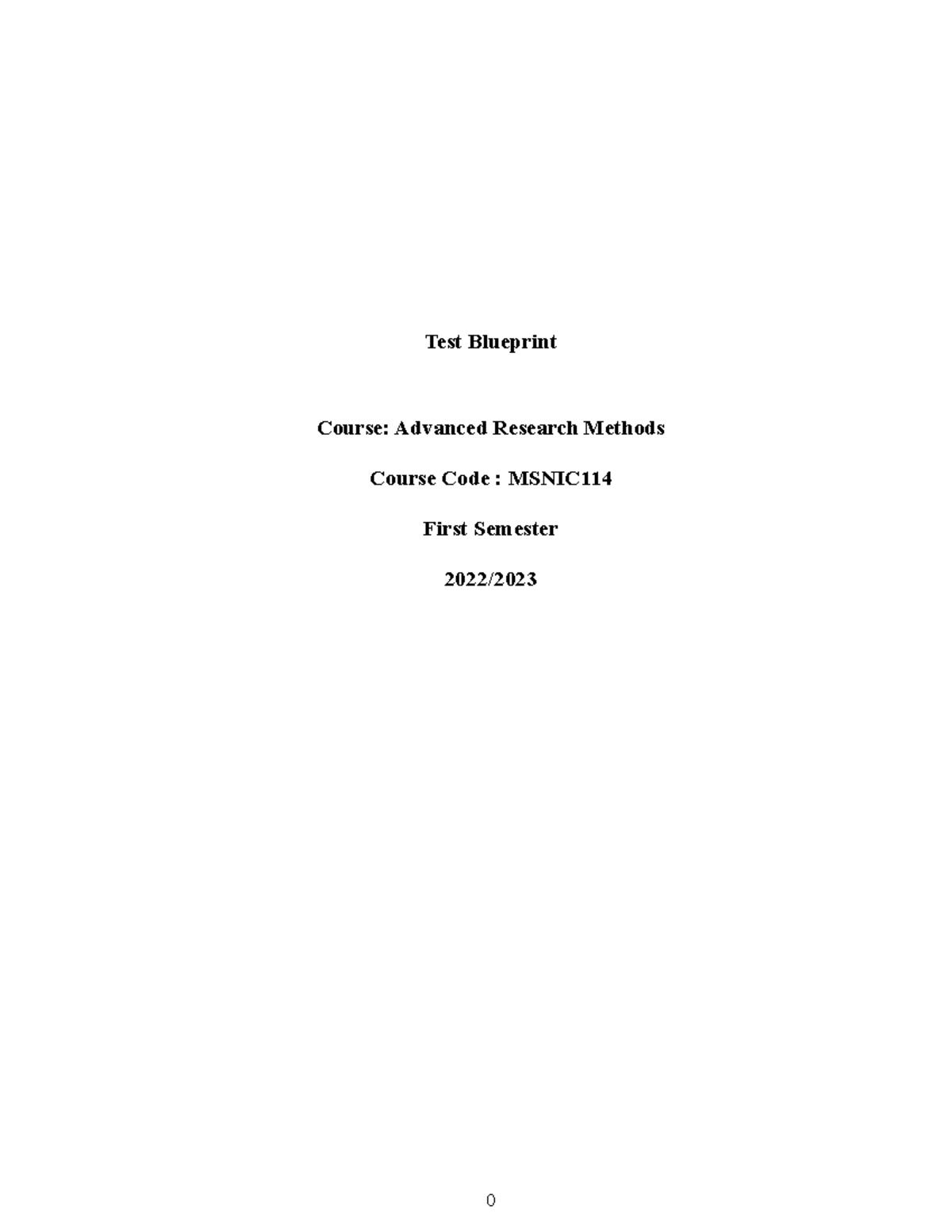 BP- Research - yes - Test Blueprint Course: Advanced Research Methods ...