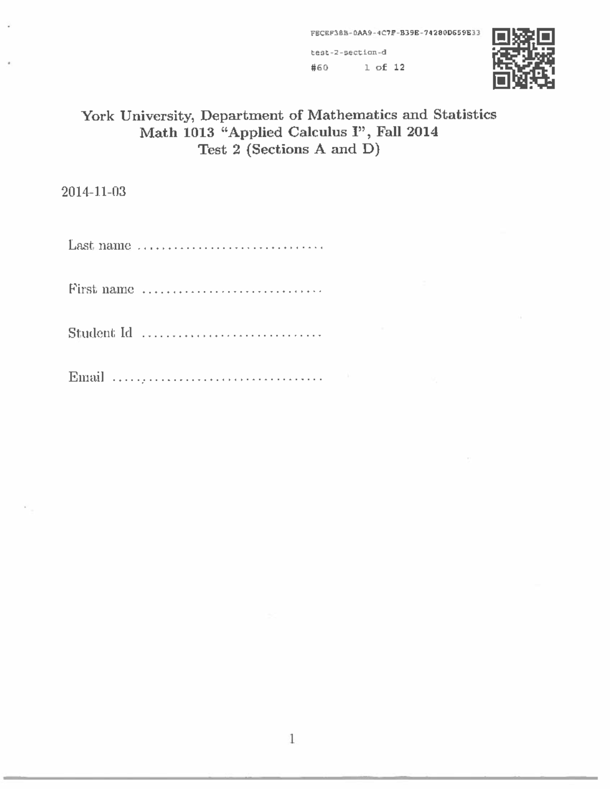 1013 test 2 2014 solutions - MATH*1013 - Studocu