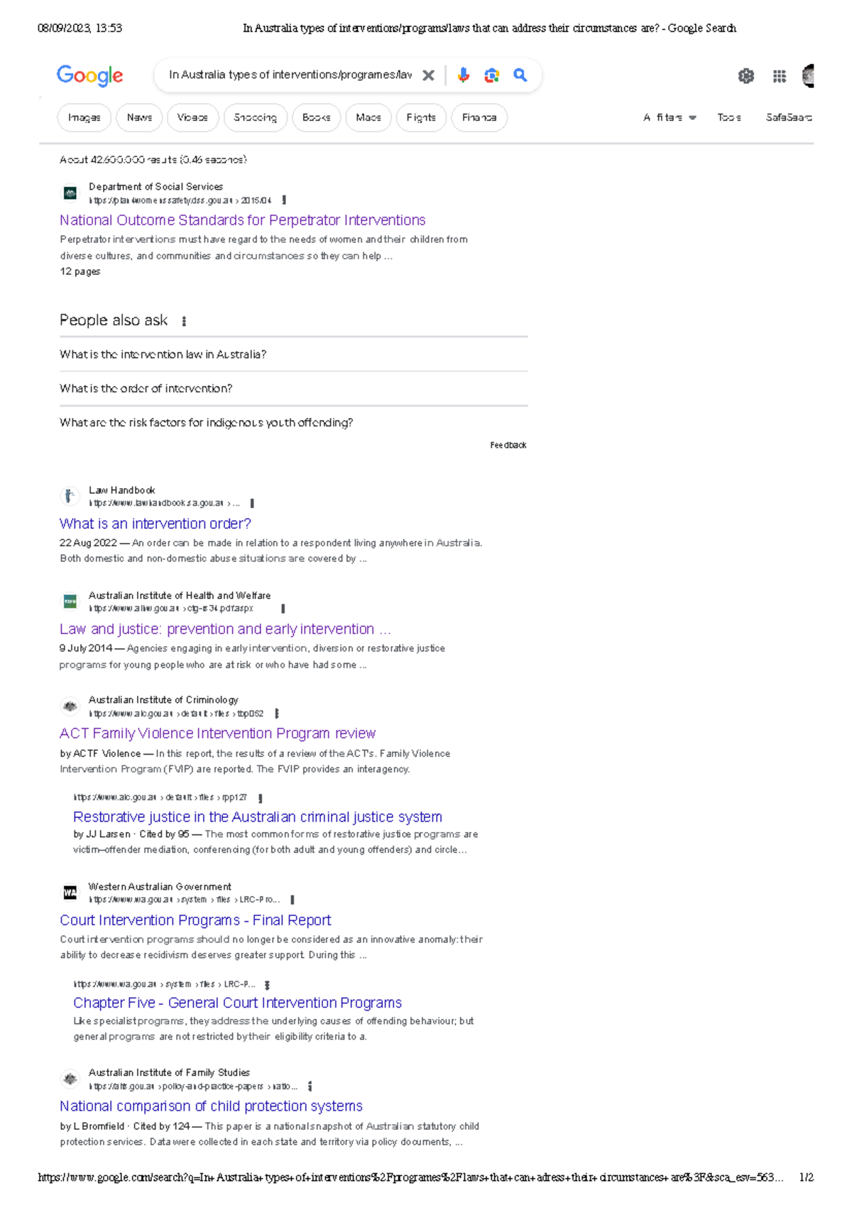 In Australia types of interventions programs laws that can address ...