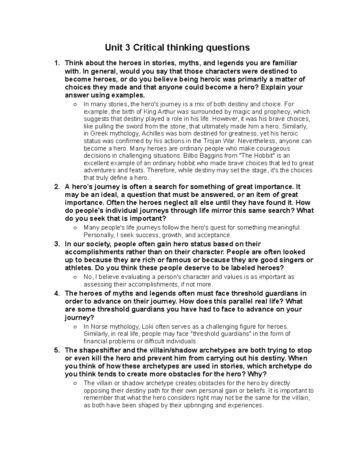 Unit 3 Critical thinking questions - Unit 3 Critical thinking questions ...