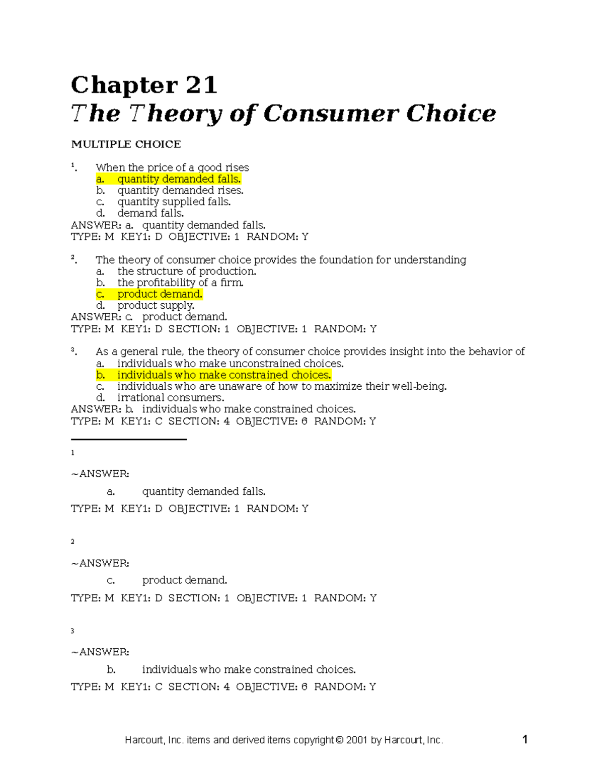 Chap21 The Theory of Consumer Choice - Chapter 21 The Theory of ...