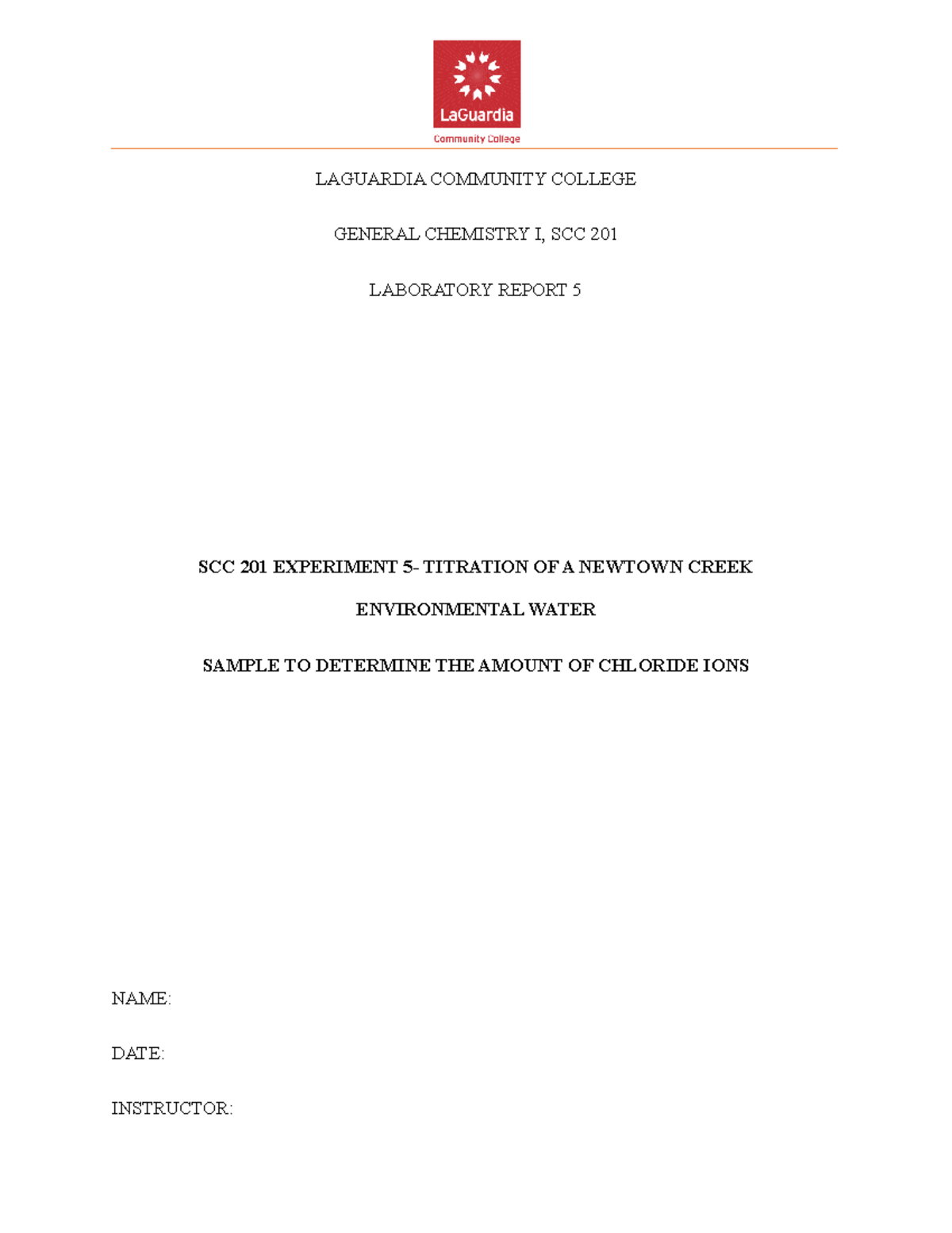 LAB 5 SCC 201 docx - LAB 5 TITRATION SCC 201 - LAGUARDIA COMMUNITY ...