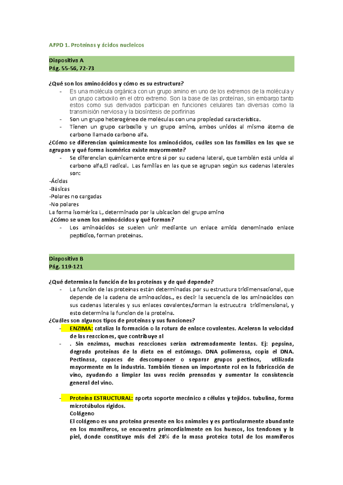 AFPD1 Proteinas y acidos nucleicos 2020 II - AFPD 1. Proteínas y ácidos nucleicos Diaposiiva A ...