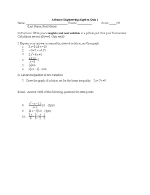 CA quiz 6 - College Algebra - College Algebra Quiz 6 Name ...