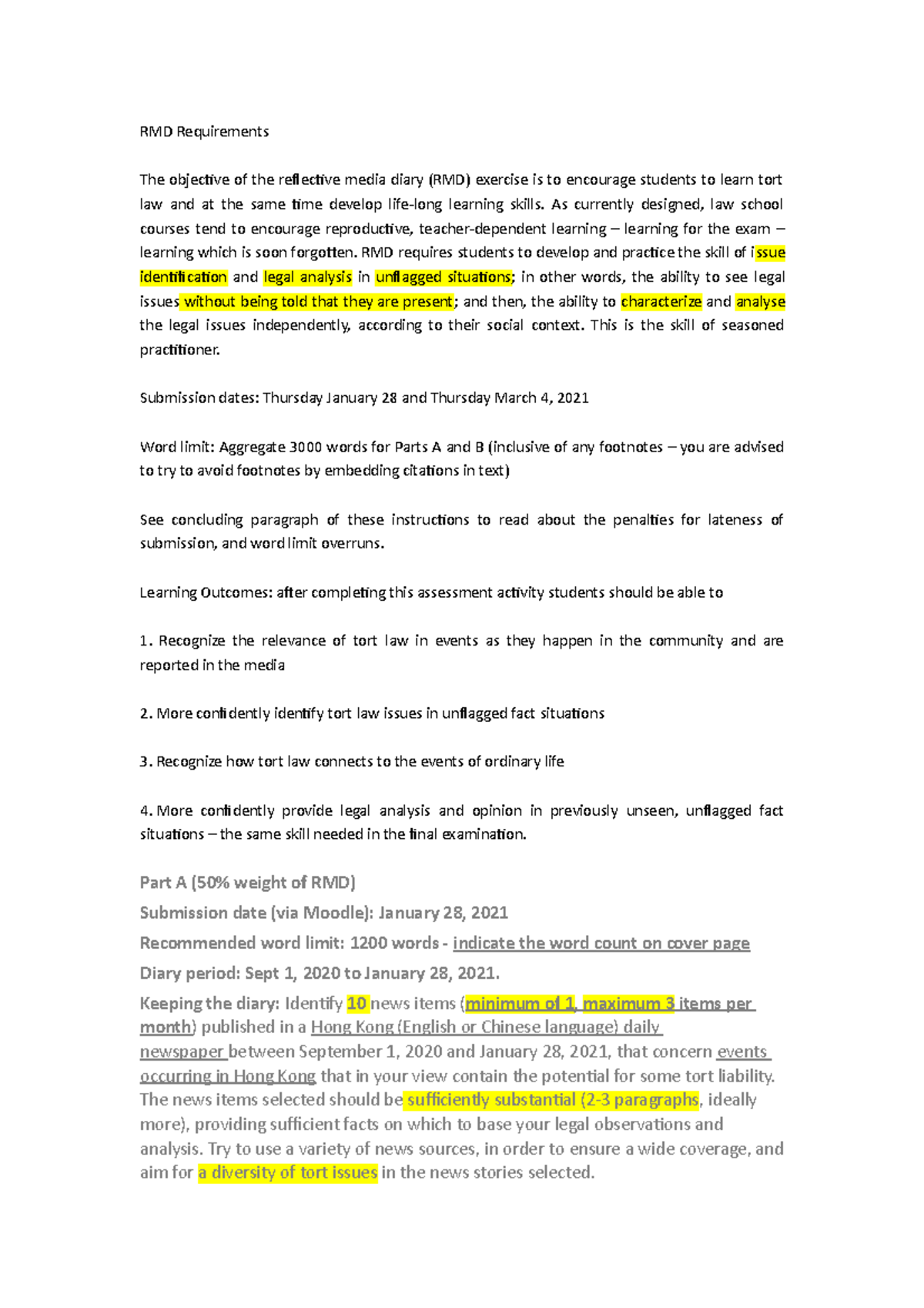 RMD Requirements - RMD Requirements The objective of the reflective ...