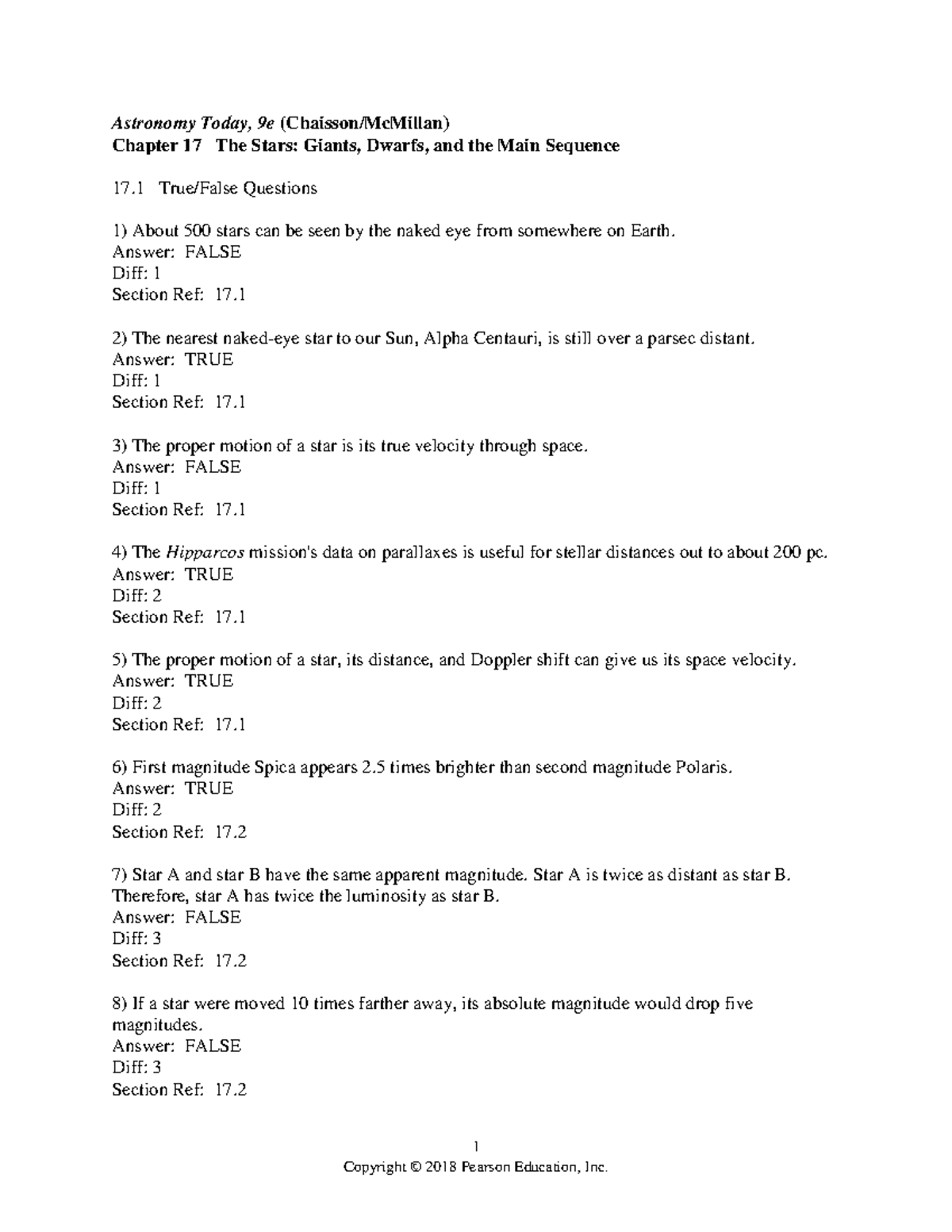 Practice Multiple Choice (15) - 1 Astronomy Today, 9e (Chaisson ...
