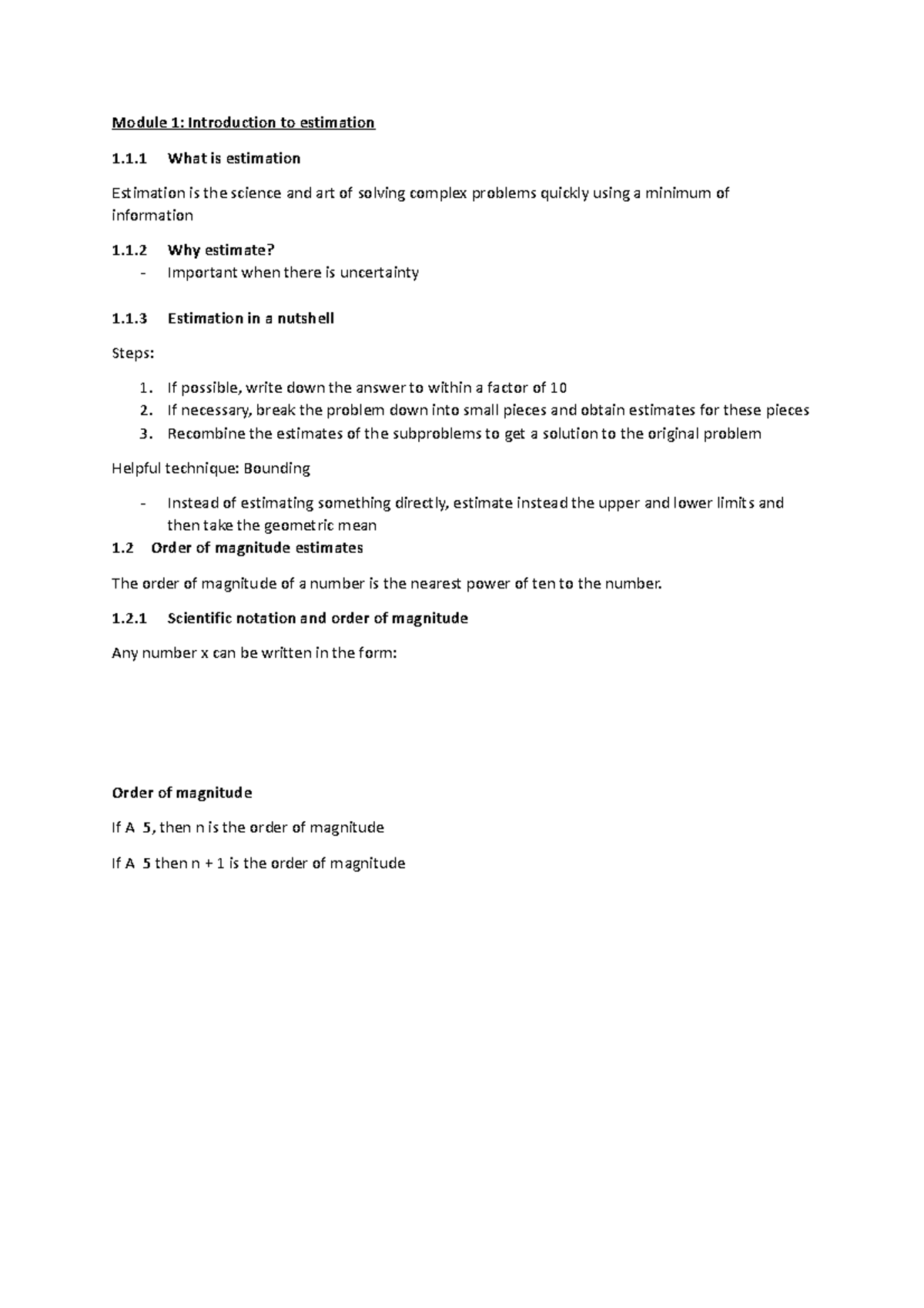 Module 1 - Module 1: Introduction to estimation 1.1 What is estimation ...