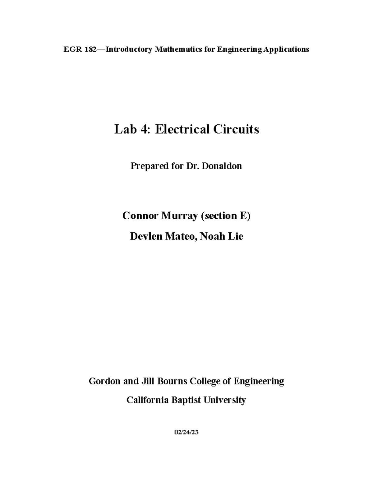 EGR 182—Introductory Mathematics for Engineering Applications Lab 4 ...