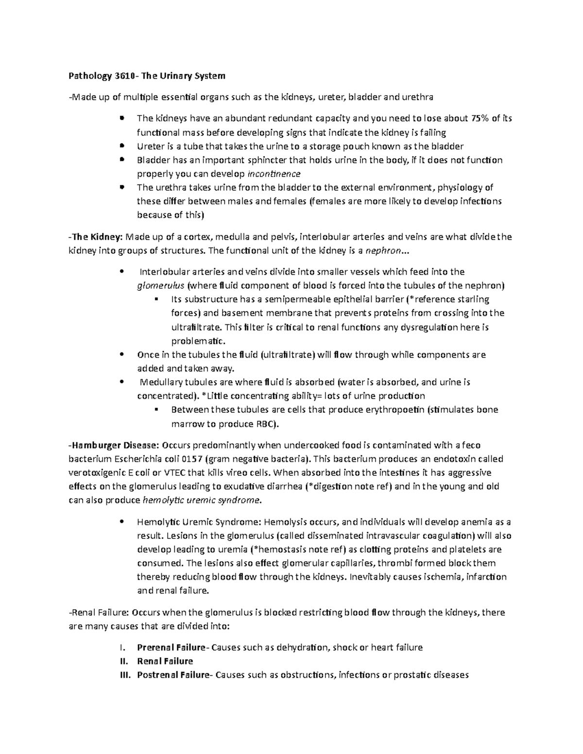 Pathology- The Urinary System - Pathology 3610- The Urinary System ...
