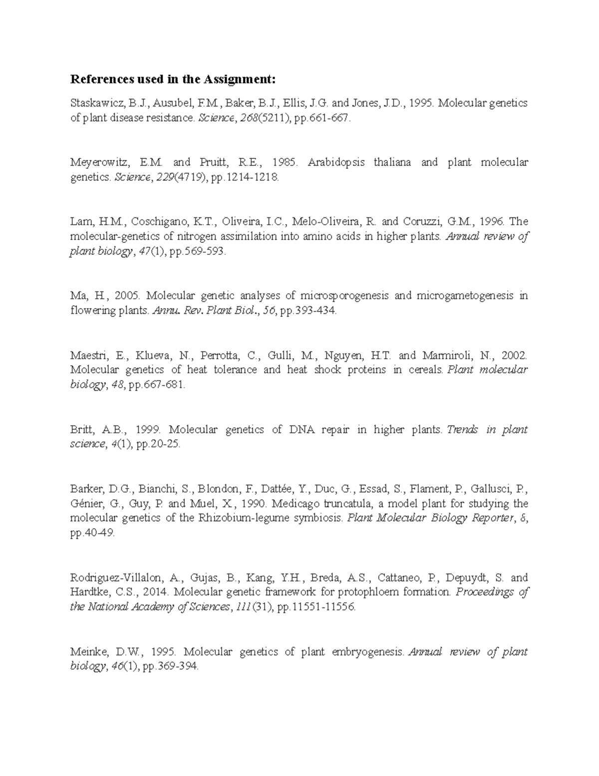 References used in the Assignment - References used in the Assignment ...