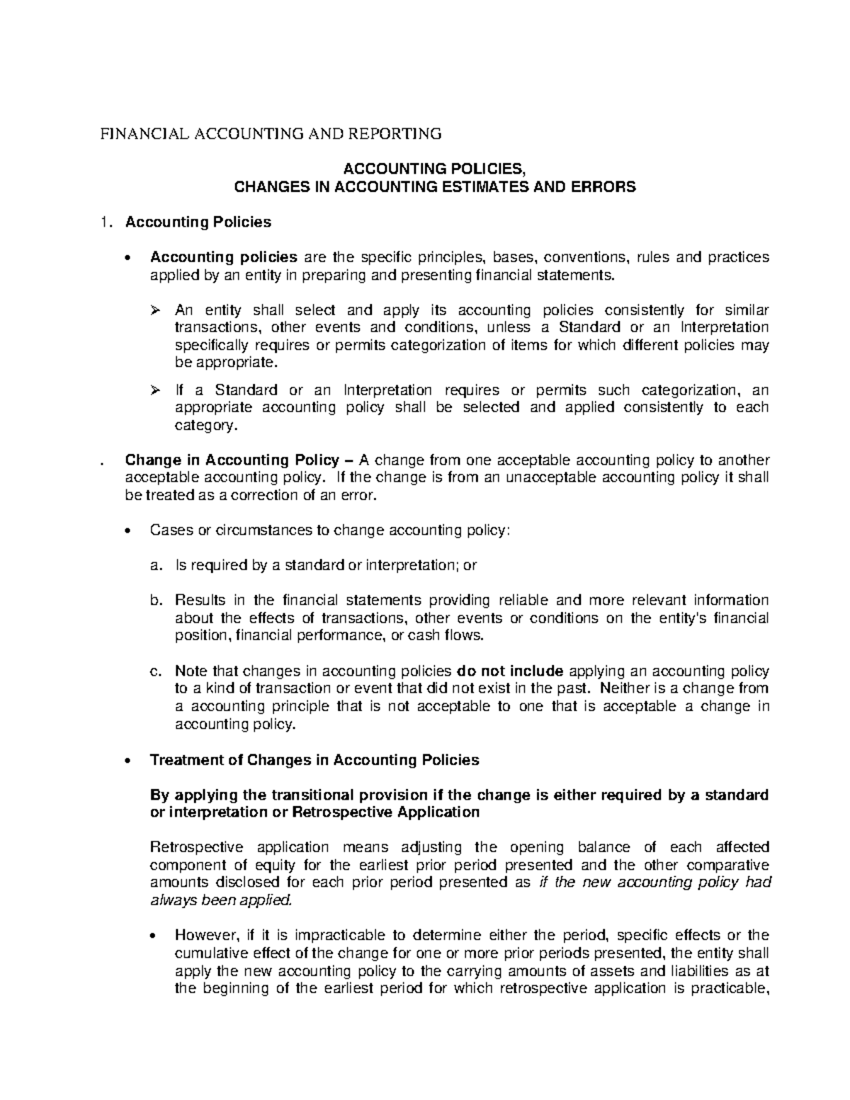 PAS 8 Accounting Policies, Changes in Accounting Est - FINANCIAL ...