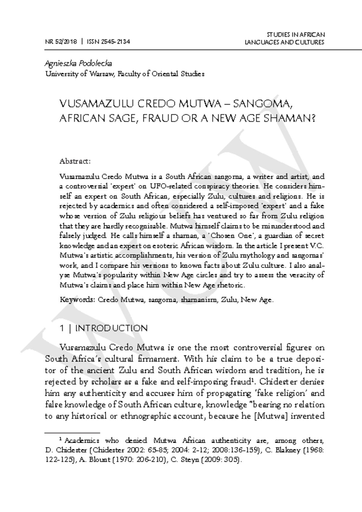 Vusamazulu Credo Mutwa sangoma Afri - STUDIES IN AFRICAN NR 52/2018 ...