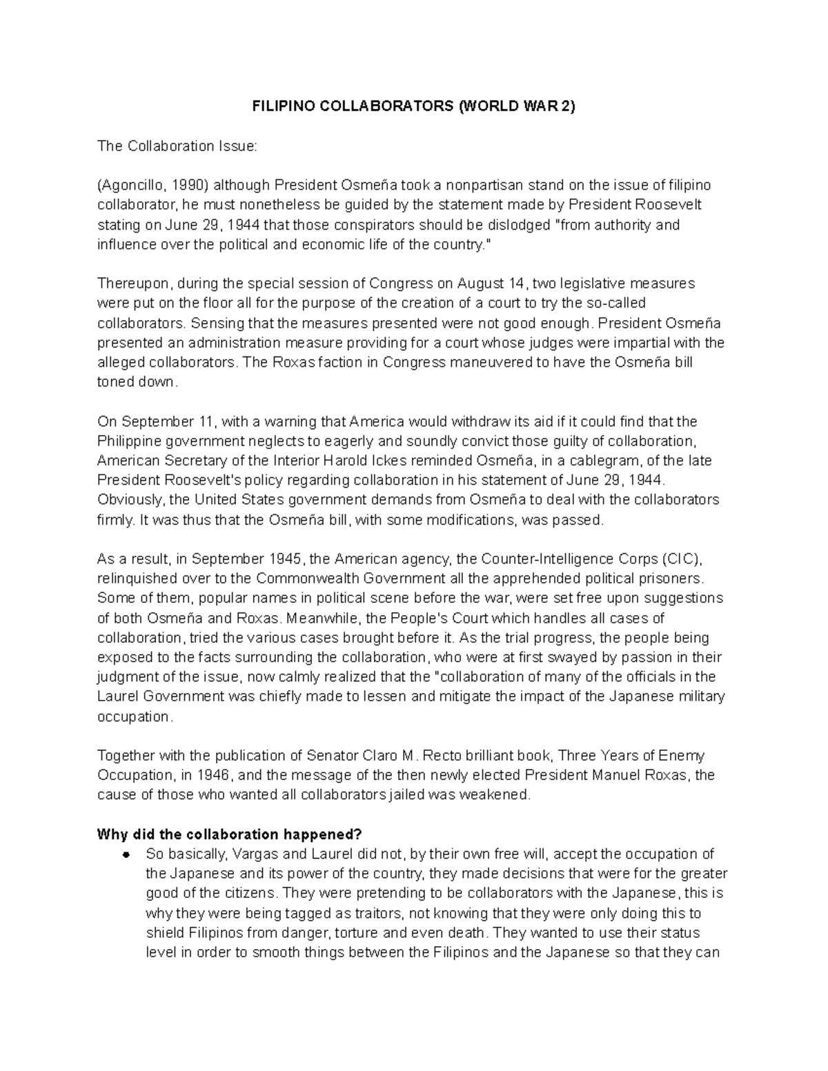 Filipino Collaborators - FILIPINO COLLABORATORS (WORLD WAR 2) The Collaboration Issue ...