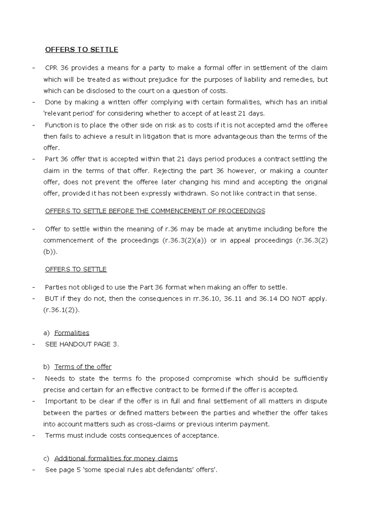 Offers TO Settle - Part 36 - OFFERS TO SETTLE CPR 36 provides a means ...