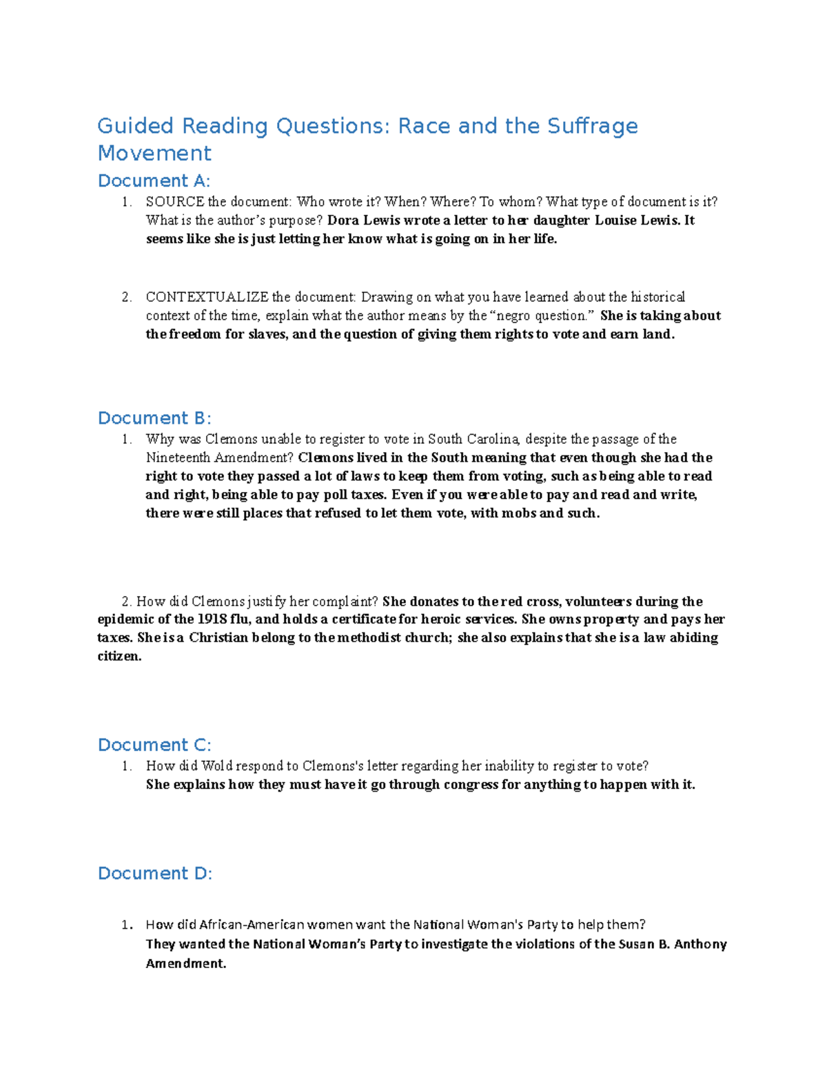 Guided Reading Questions Race and Suffrage - Guided Reading Questions ...