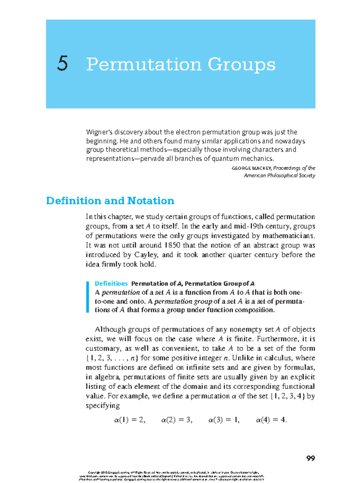Chapter 5 - Permutation Groups - 99 Permutation Groups Wigner’s discovery about the electron ...