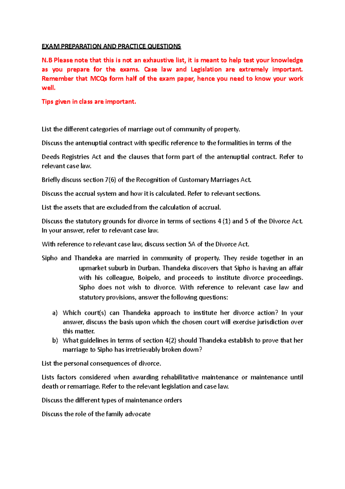 EXAM Preparation AND Practice Questions - EXAM PREPARATION AND PRACTICE ...