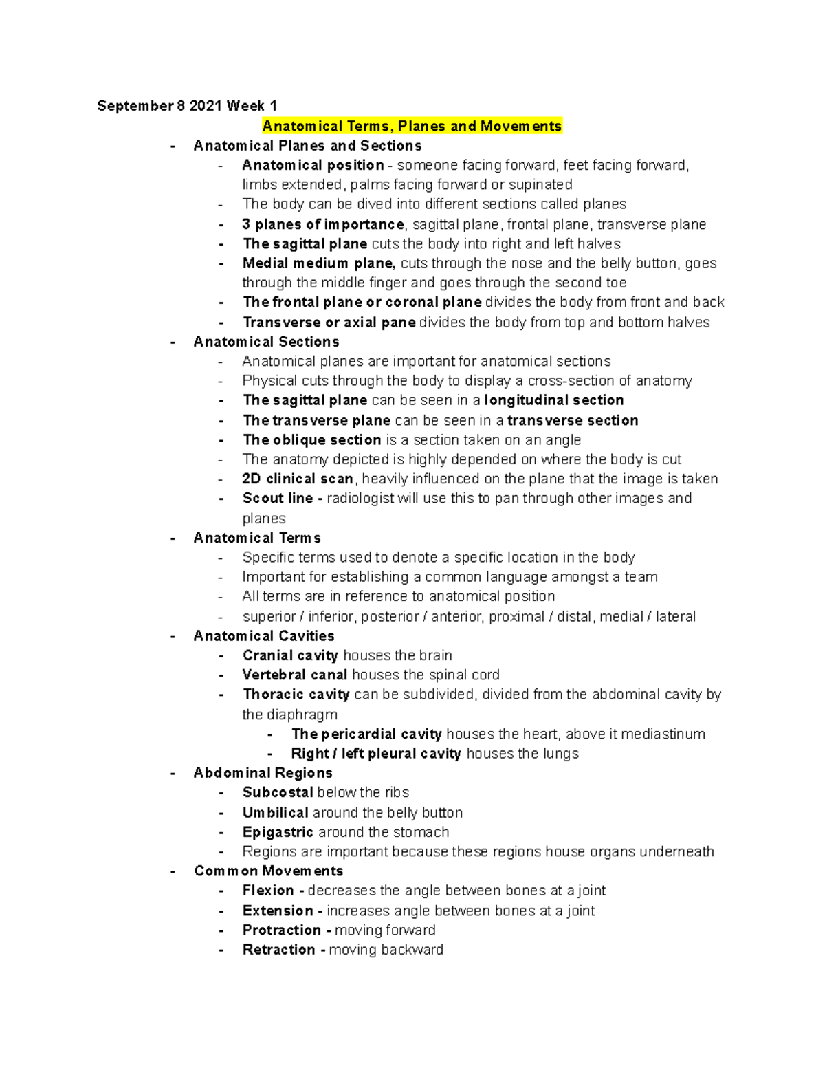 Kin 2222A Functional Gross Human Anatomy - September 8 2021 Week 1 ...