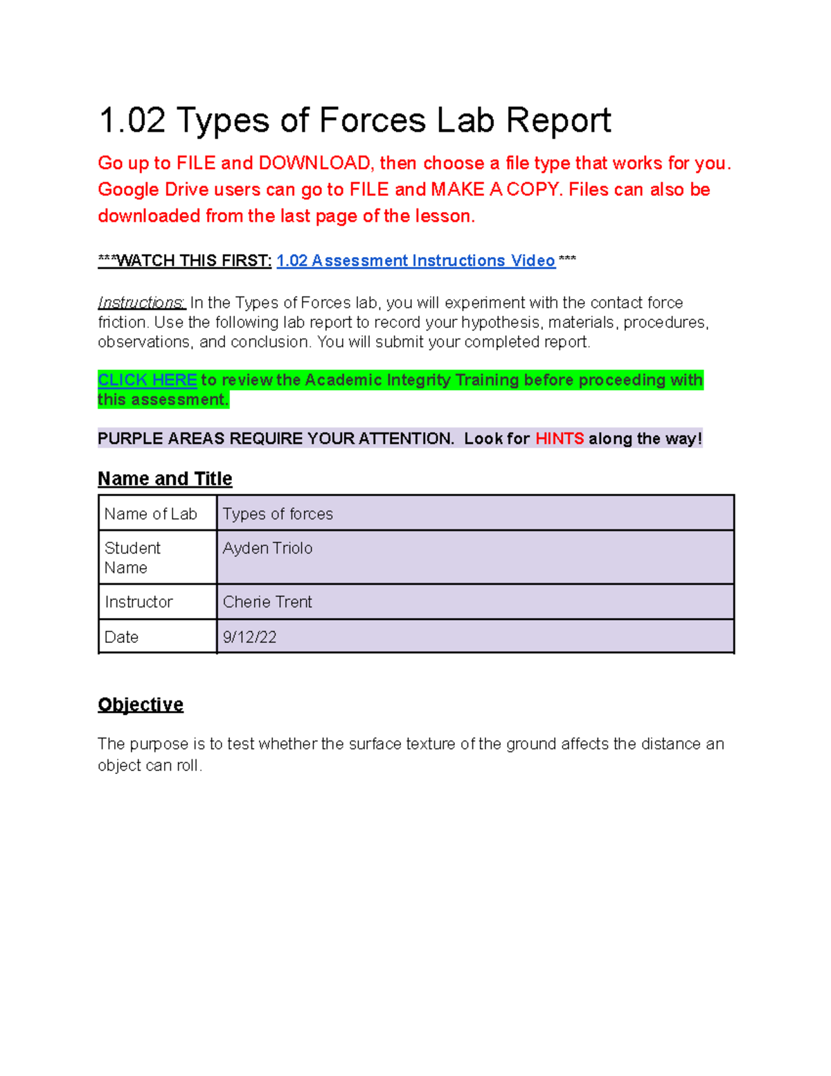 1.02 Types of Forces Lab Report - 1 Types of Forces Lab Report Go up to ...