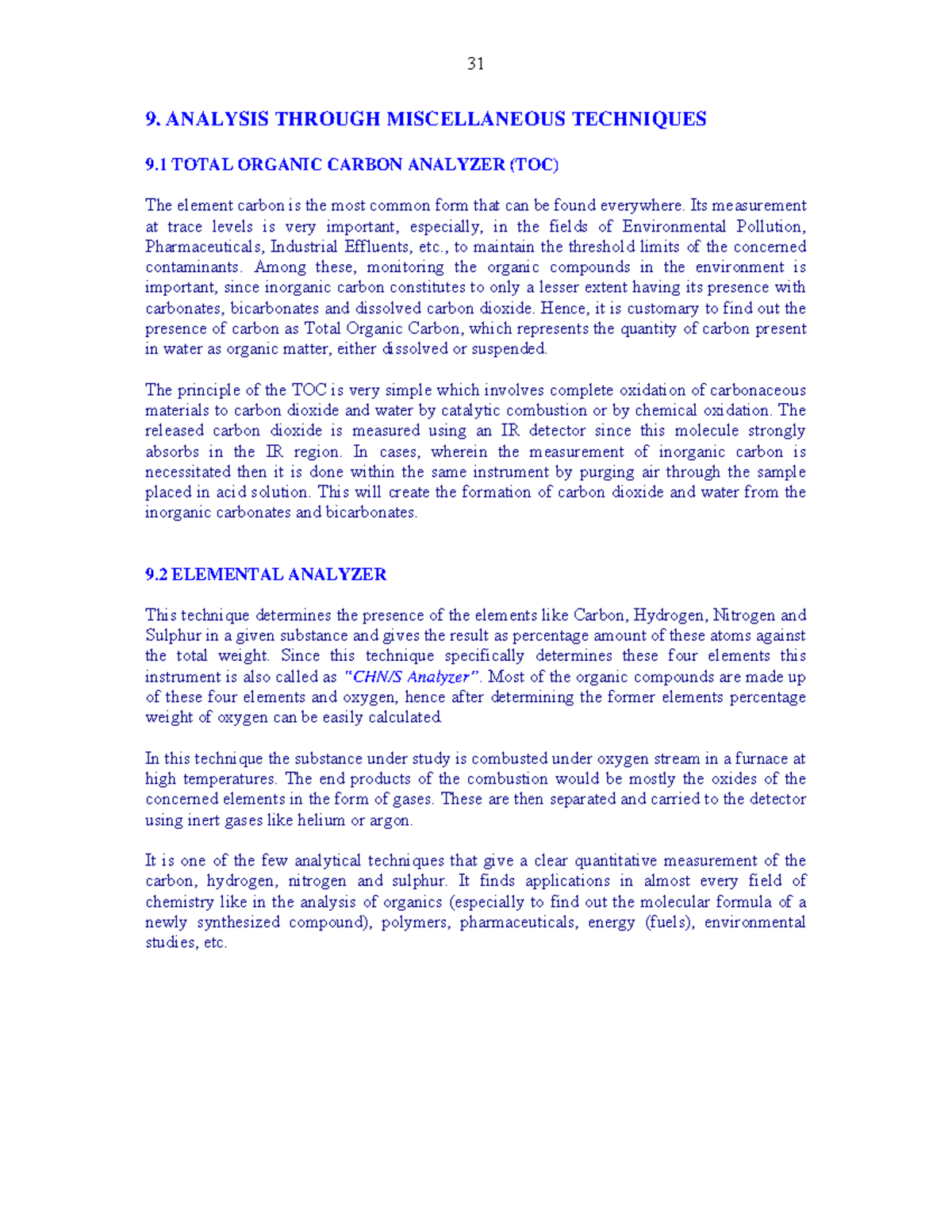 ANALYSIS THROUGH MISCELLANEOUS TECHNIQUES - 9. ANALYSIS THROUGH MISCELLANEOUS TECHNIQUES 9 TOTAL ...