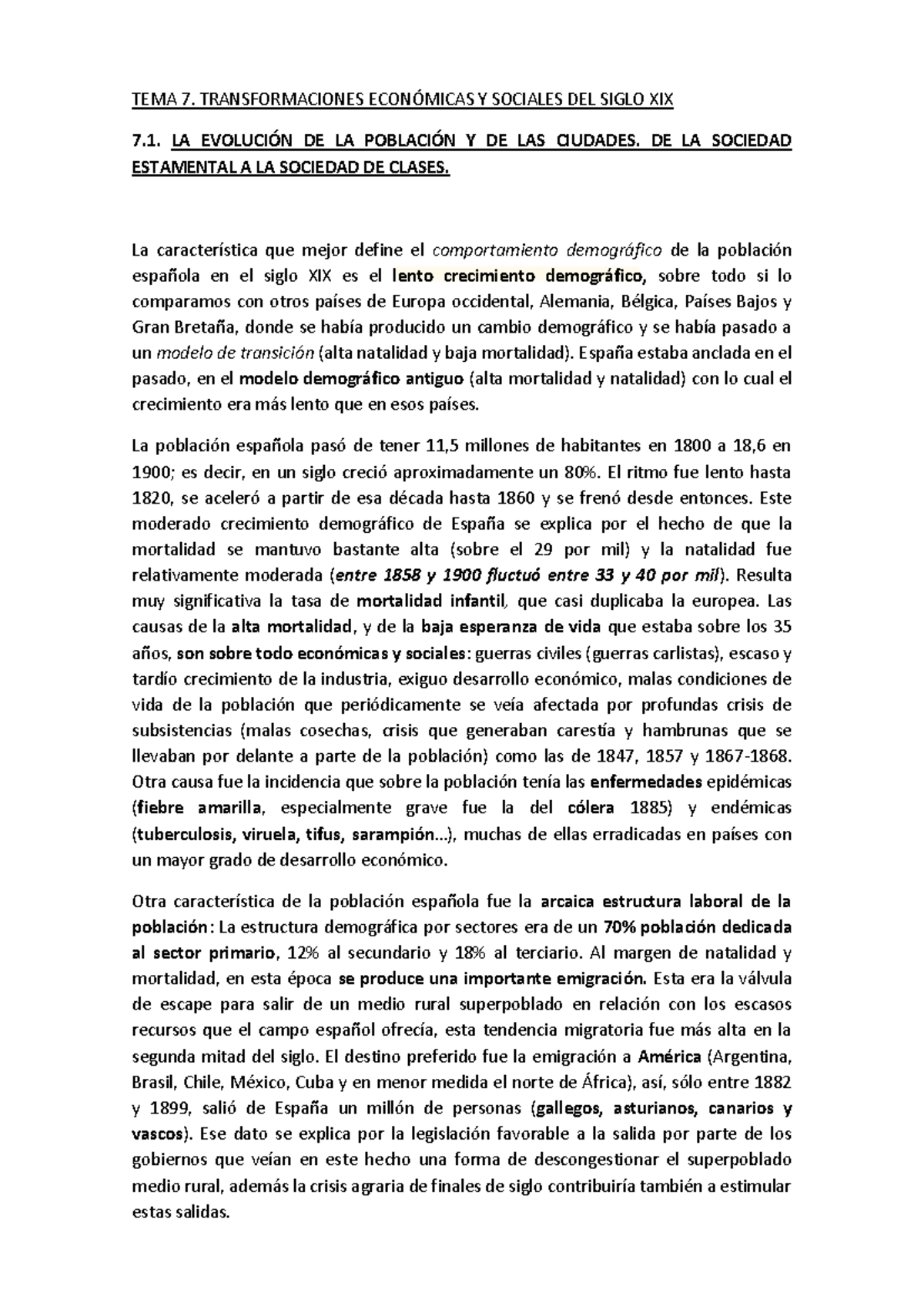 Bloque 7 - Vvfuuhj - TEMA 7. TRANSFORMACIONES ECONÓMICAS Y SOCIALES DEL SIGLO XIX 7. LA ...