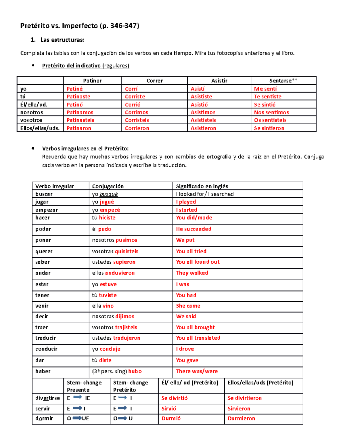 Preterito Imperfecto Tarea Respuestas - TE 648 - Loyola - Studocu