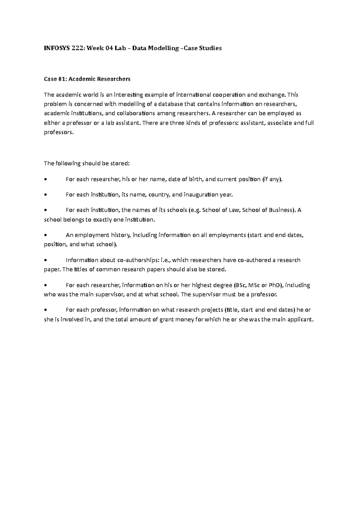 Lab - Week 04 - Excercise - INFOSYS 222: Week 04 Lab – Data Modelling ...