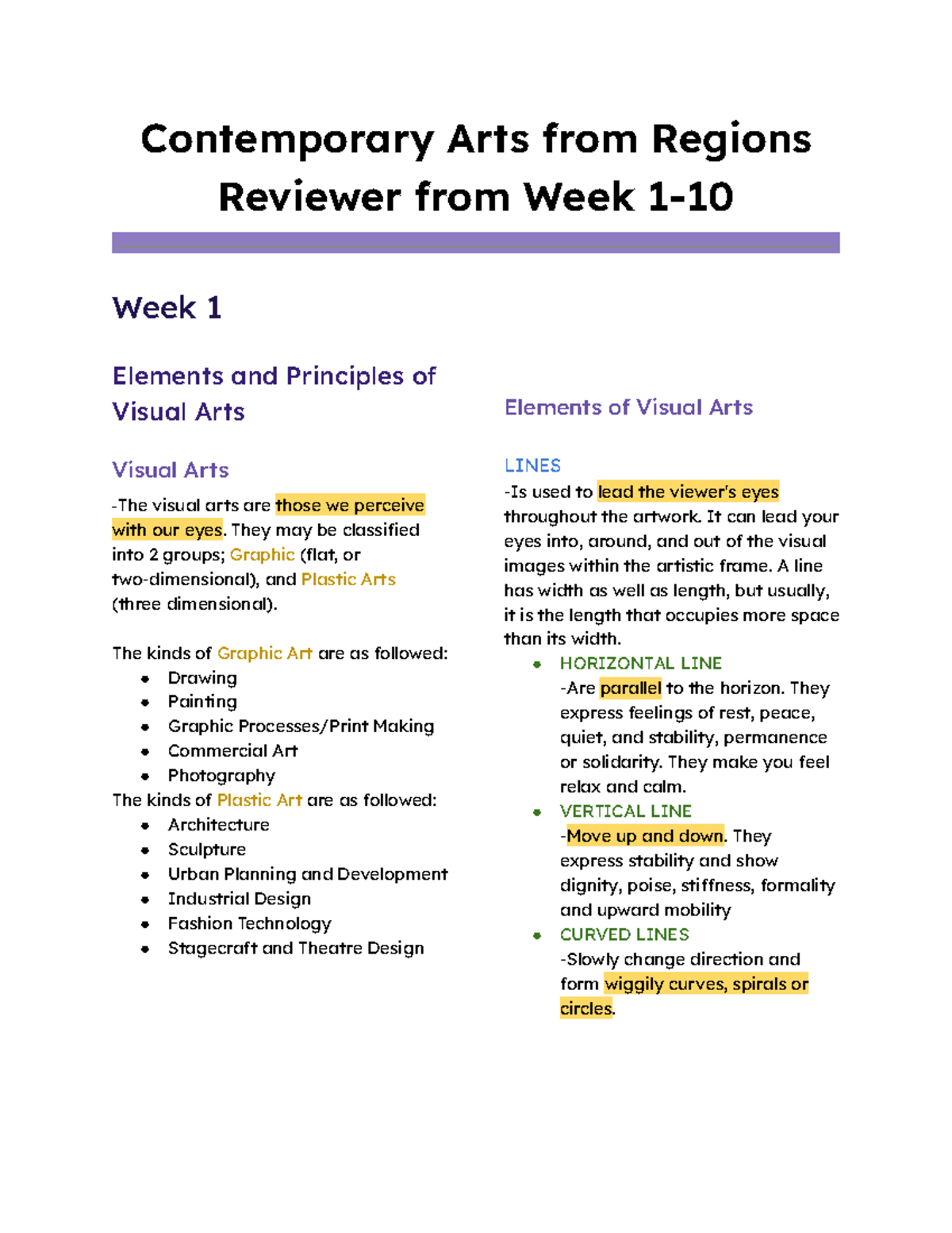 Contemporary Arts from Regions Reviewer from Week 1 10 - They may be ...